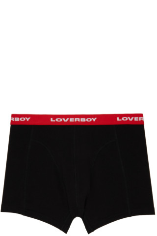 Charles Jeffrey LOVERBOY: Black & Red Logo Boxers | SSENSE