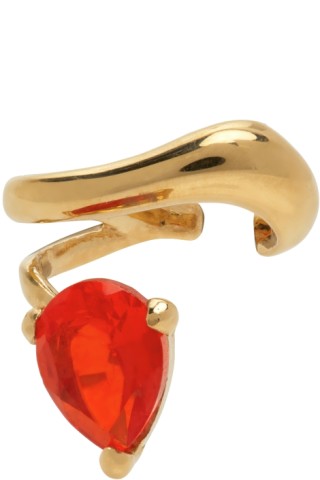 Gold & Red Nano Alien Right Ear Cuff by Alan Crocetti on Sale