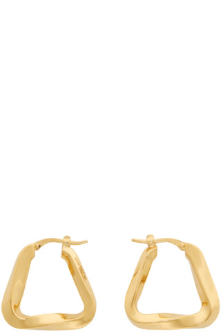 Bottega Veneta: Gold Triangle Hoop Earrings | SSENSE Canada