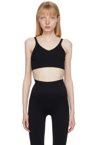 Black Technical Knit Crop Bra by VAARA on Sale