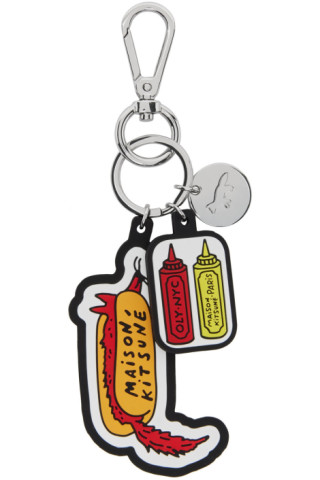 Maison Kitsuné: Silver Hot Dog Keychain | SSENSE UK