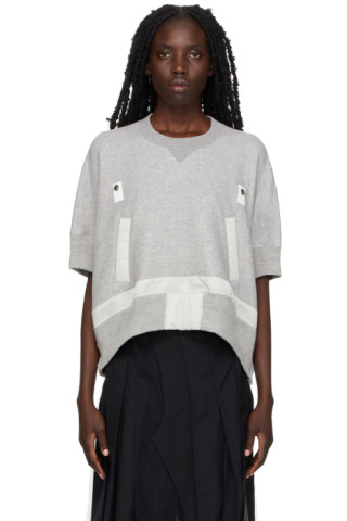 sacai: Pull molletonné gris | SSENSE France