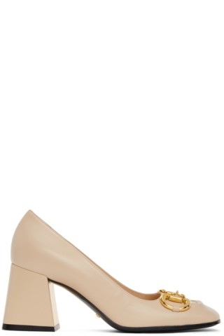 Gucci: Chaussures à talon haut roses en cuir à mors | SSENSE France