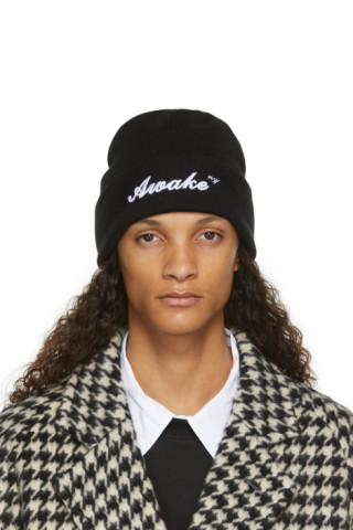 Awake NY: Black Script Logo Beanie | SSENSE