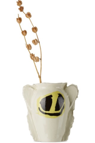 Off-White One Smiley Face Vase by Dum Keramik | SSENSE UK