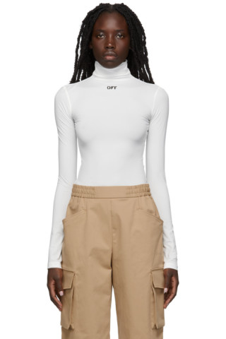 Off-White: Col roulé Second Skin blanc à estampe à logo | SSENSE France
