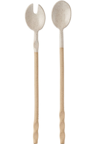 Off-White Dash Serving Spoon Set by SIN on Sale