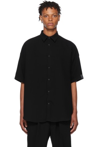 Black Polyester Shirt by N.Hoolywood on Sale