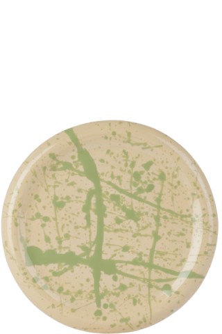 Off-White & Green Splatter Plate by BOMBAC | SSENSE