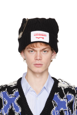 Charles Jeffrey Loverboy: Black Chunky Punk Ears Beanie | SSENSE UK