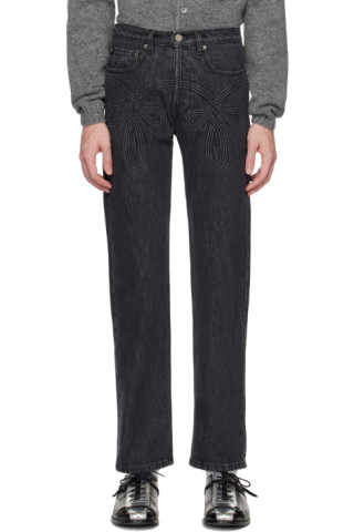 Stefan Cooke: Gray Embossed Jeans | SSENSE UK