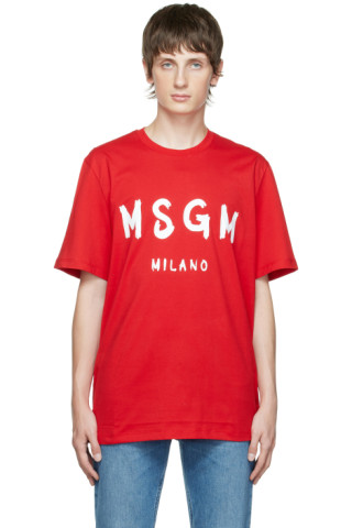 MSGM: 레드 프린트 티셔츠 | SSENSE 대한민국