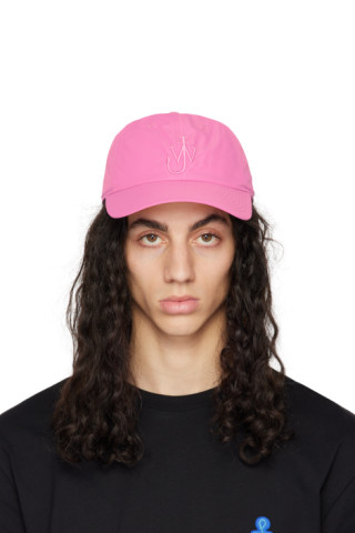 JW Anderson: Pink Embroidered Cap | SSENSE UK