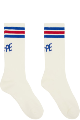 BAPE: White STA Line Socks | SSENSE Canada