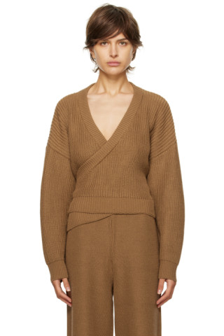 Norba: Cardigan cache-cœur brun | SSENSE France