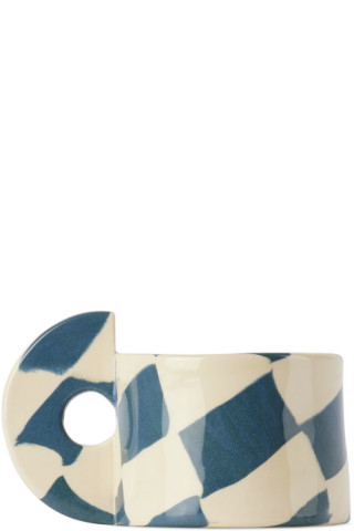 Blue & White Check Mug by Henry Holland Studio on Sale