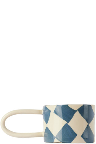 Blue & White Check Loop Mug by Henry Holland Studio on Sale