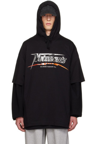 VETEMENTS: Black Hi Speed T- Shirt | SSENSE UK