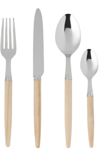 Beige Jonc Four-Piece Cutlery Set by Sabre | SSENSE