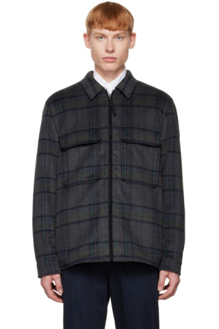 Gray Check Jacket by Vince on Sale