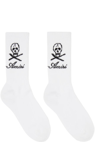 White Skull Head Socks by AMIRI on Sale