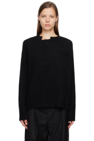 CORDERA: Black Asymmetric Cardigan | SSENSE Canada