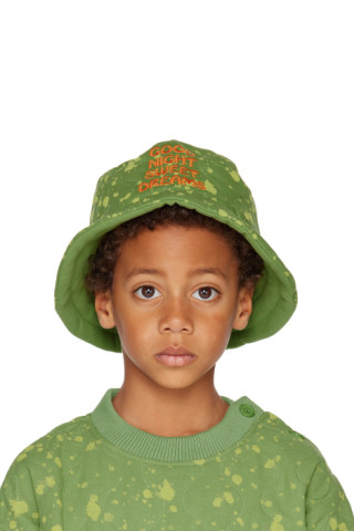 SSENSE Exclusive Kids Green Ink Quilted Bucket Hat by Jellymallow on Sale