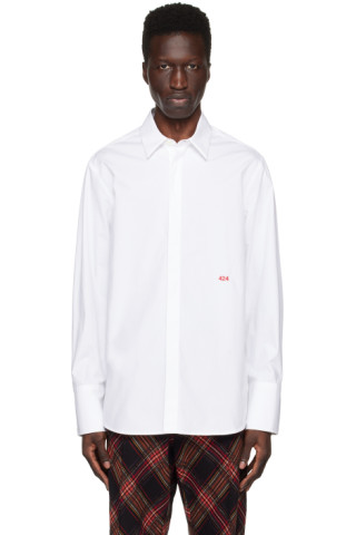 424: White Embroidered Shirt | SSENSE UK