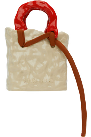 SSENSE Exclusive Beige & Red Signature Ceramic Bag by Ottolinger on Sale