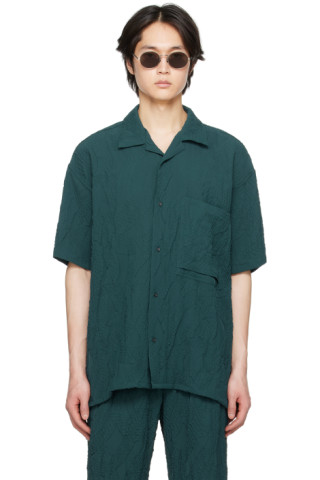 KOZABURO: Green Embossed Shirt | SSENSE