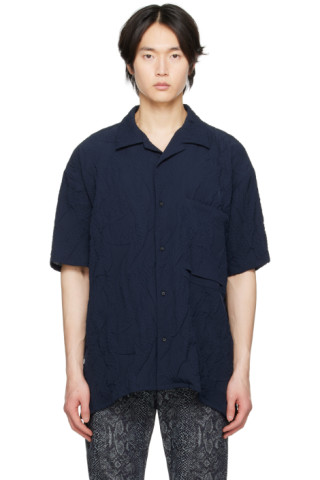 KOZABURO: Navy Embossed Shirt | SSENSE UK