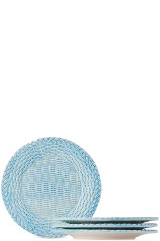 Blue Wicker Side Plate Set, 4 pcs by Les-Ottomans | SSENSE UK