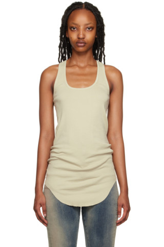 Off-White Scoop Tank Top by Rick Owens DRKSHDW on Sale