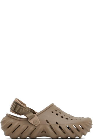 Crocs: Khaki Echo Clogs | SSENSE UK