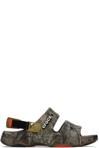 Khaki Realtree EDGE Edition All-Terrain Sandals by Crocs on Sale