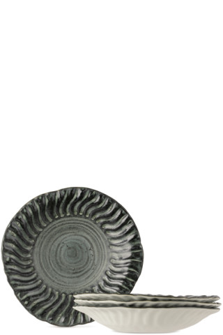 Navy Dashi Extra Large Deep Plate Set, 4 pcs by Jars Céramistes | SSENSE