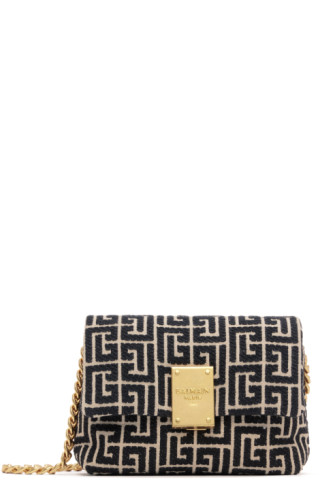 Balmain: Mini sac 1945 noir et blanc cassé | SSENSE France