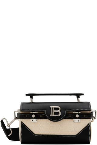Balmain: Sac B-Buzz 19 blanc cassé et noir | SSENSE France