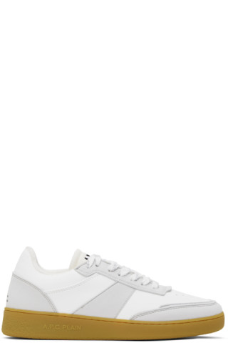 A.P.C.: White & Gray Plain Sneakers | SSENSE Canada