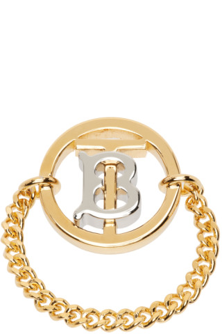 Gold Monogram Motif Ring by Burberry on Sale