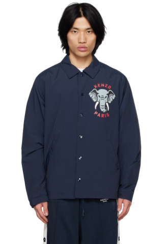 Kenzo: Navy Kenzo Paris Elephant Coach Jacket | SSENSE