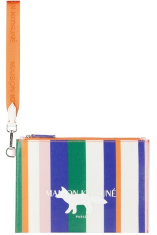 Multicolor Stripes Pouch by Maison Kitsuné on Sale