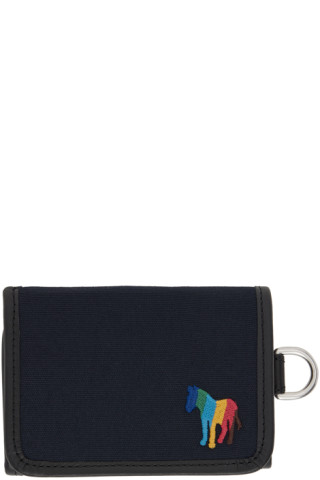 Navy Broad Stripe Zebra Wallet by PS by Paul Smith on Sale
