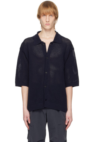 Navy Button Up Shirt by LE17SEPTEMBRE on Sale