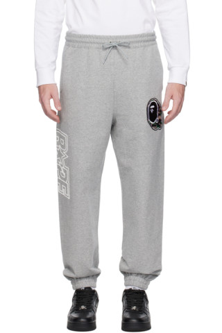 BAPE: Gray Patchwork Sweatpants | SSENSE UK