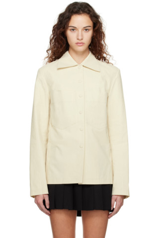 Beige Pocket Jacket by LOW CLASSIC on Sale