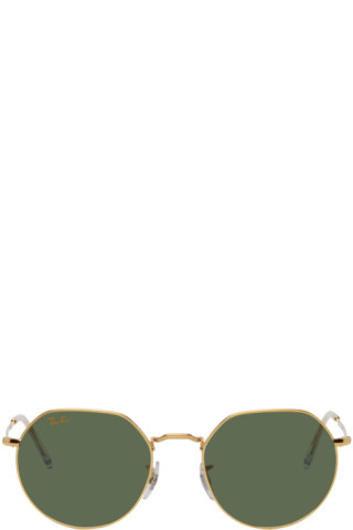 Ray-Ban: Gold Jack Sunglasses | SSENSE