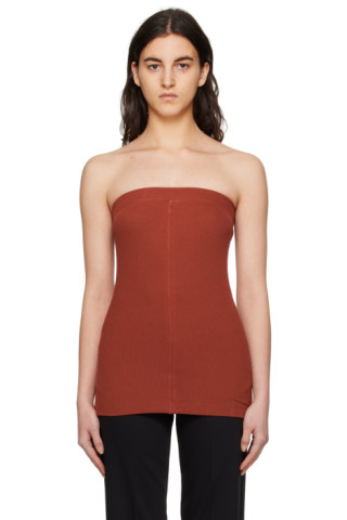 Orange Rib Tank Top by BITE on Sale