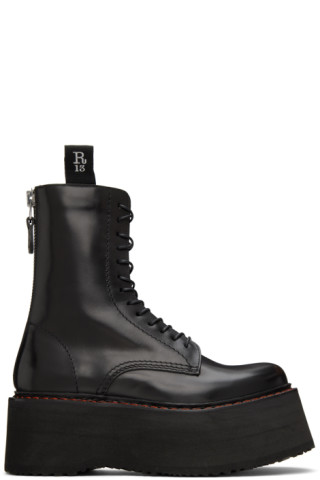 R13: Black Double Stack Boots | SSENSE