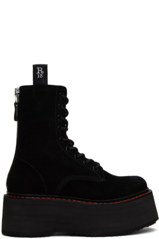 Black Double Stack Boots by R13 on Sale
